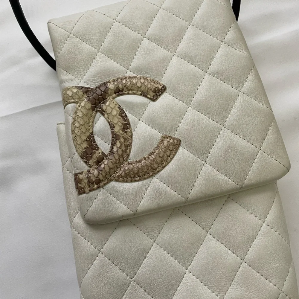 CHANEL | Bags | 32 Authentic Chanel White Cambon Quilted Crossbody Bag ...